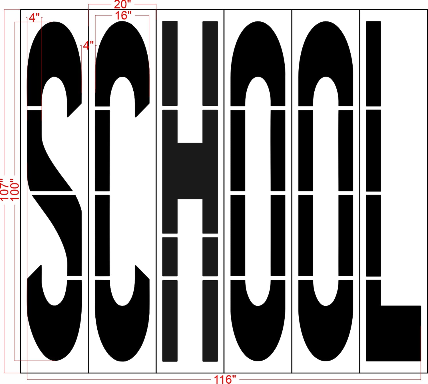 100" South Carolina DOT SCHOOL Stencil — 1-800-Stencil