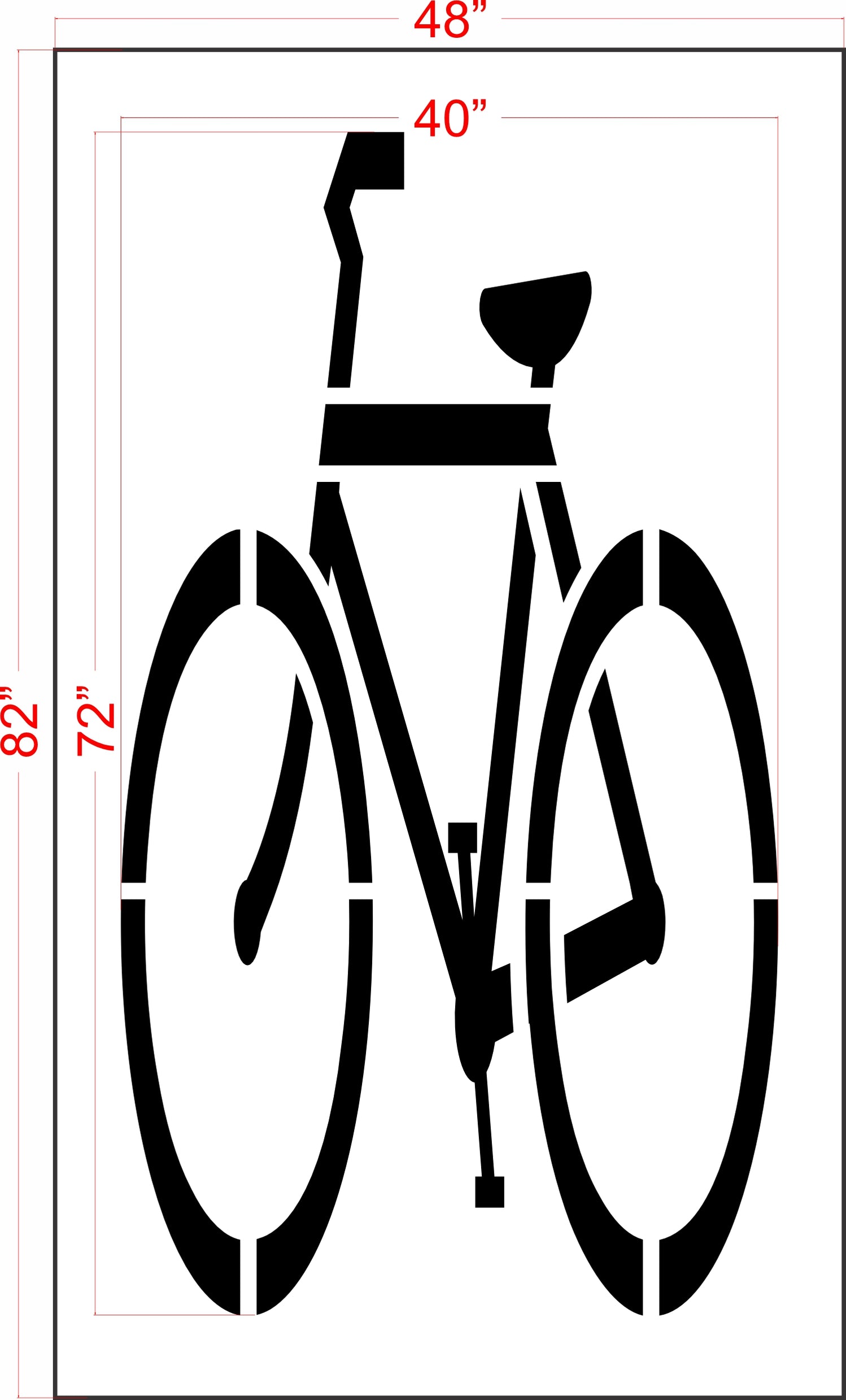 72" Seattle DOT Bike Lane Symbol Stencil - 1-800-Stencil