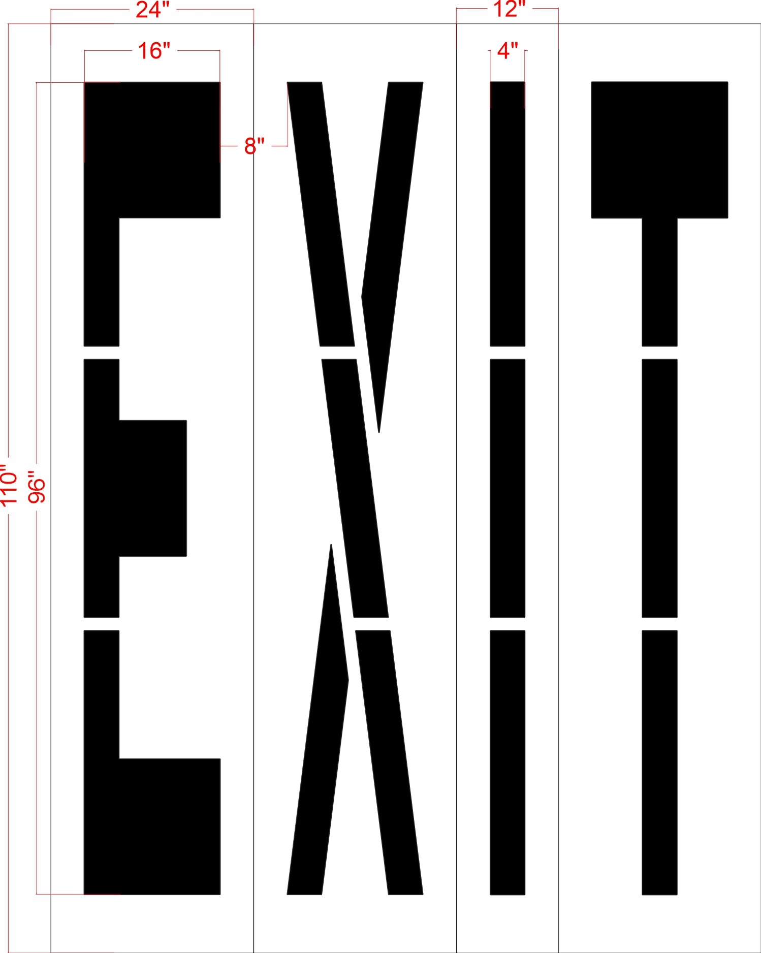 96" Texas DOT EXIT Stencil - 1-800-Stencil