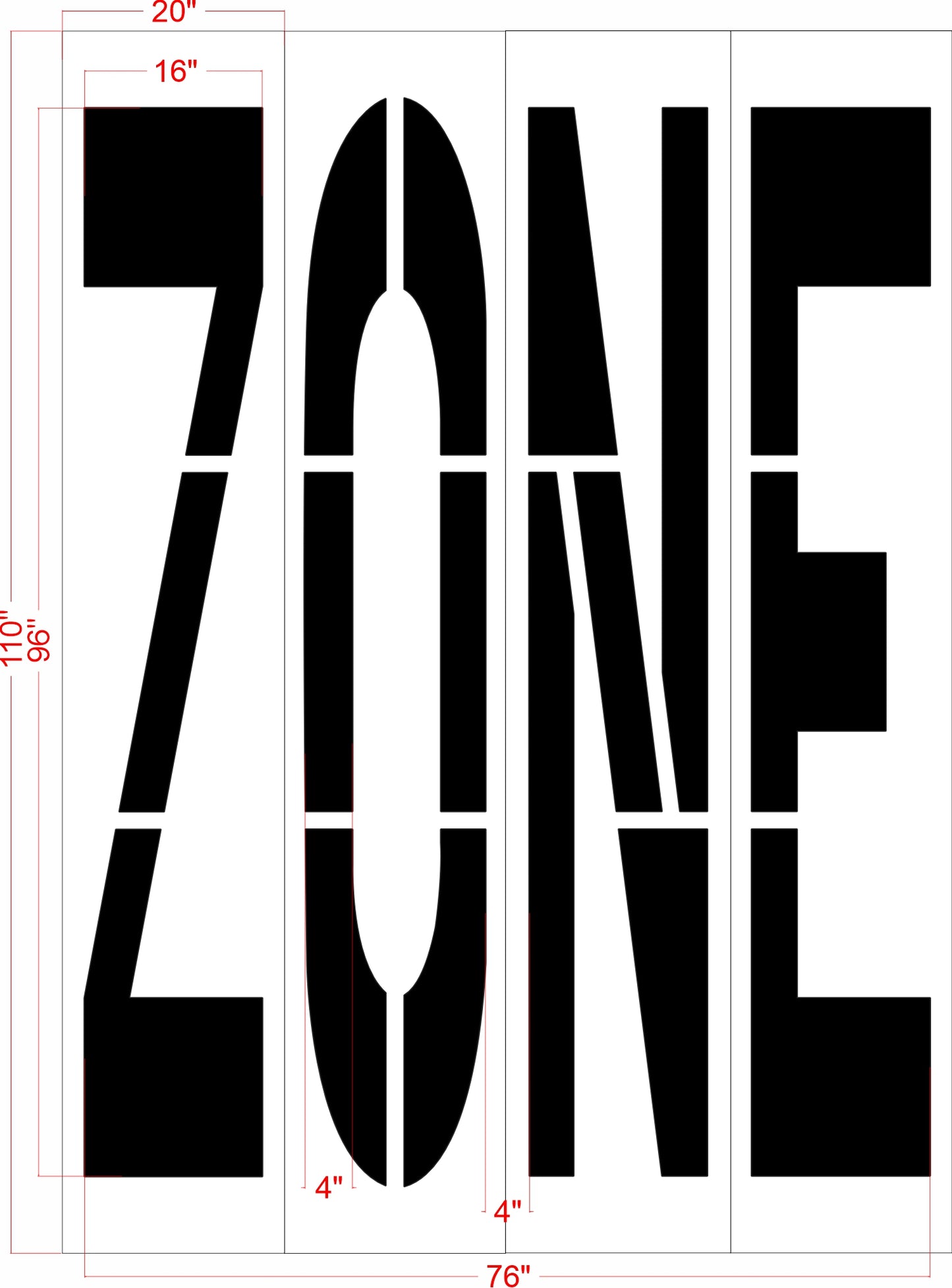 96" Texas DOT ZONE Stencil - 1-800-Stencil