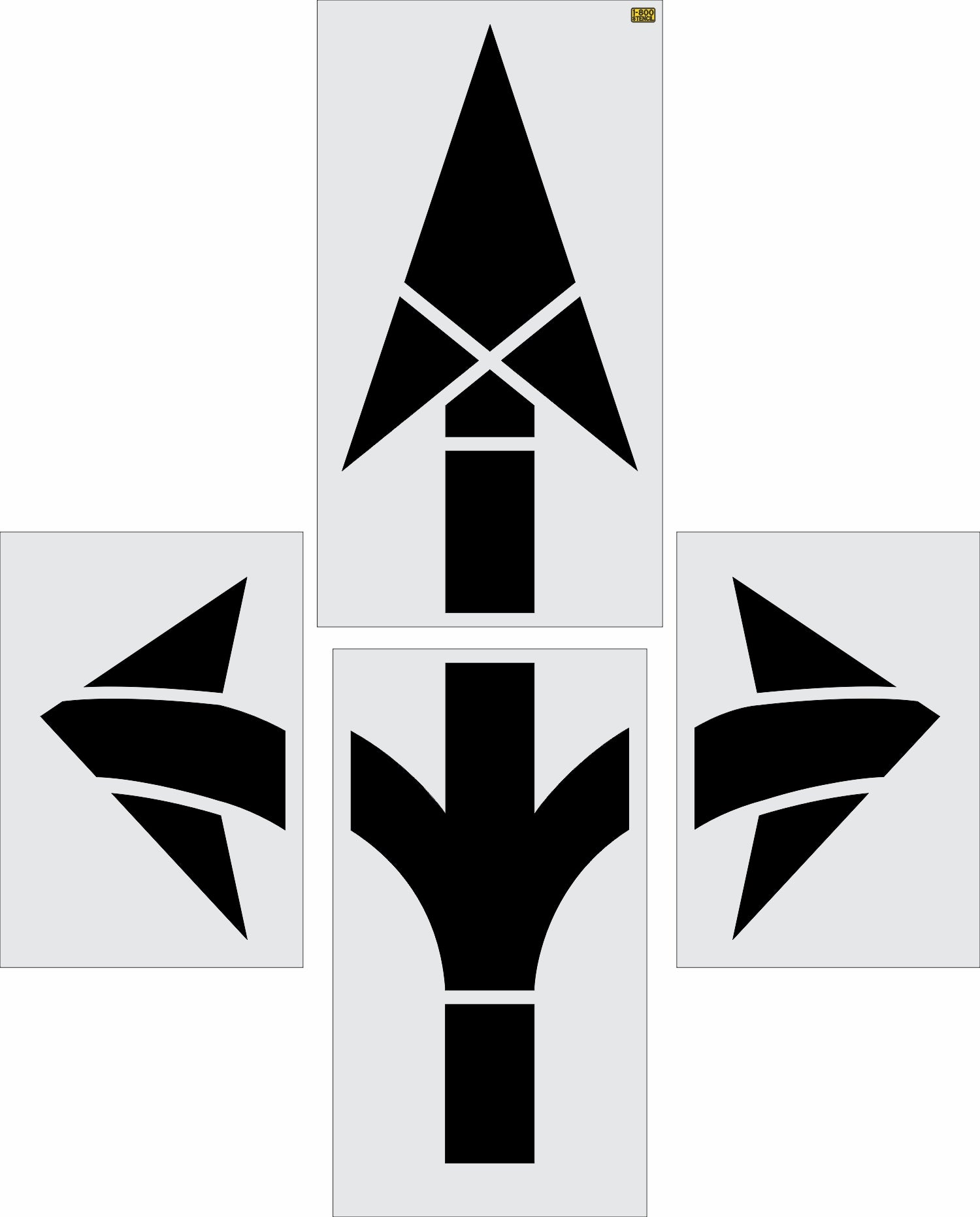 153" Texas DOT Three Way Arrow Stencil - 1-800-Stencil