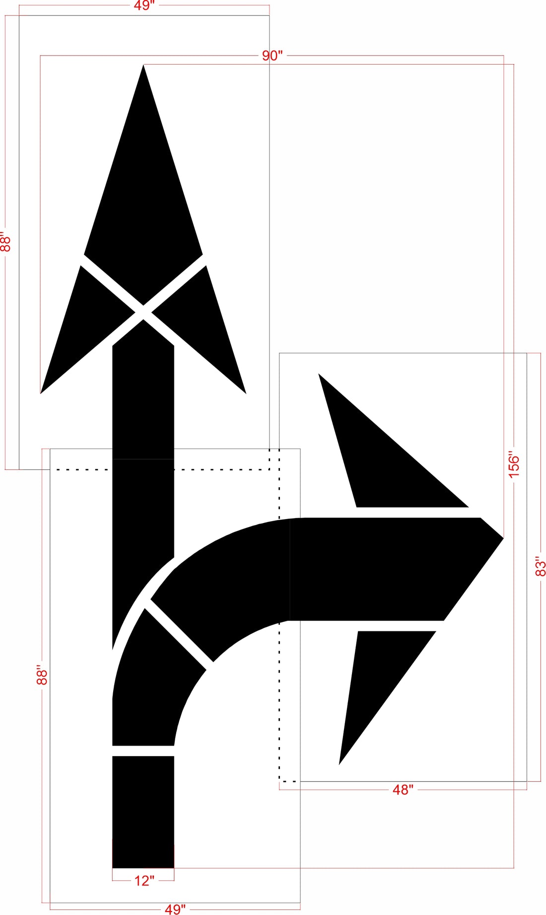 153" Texas DOT Combo Arrow Stencil - 1-800-Stencil