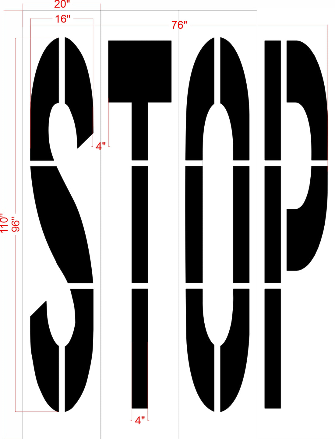 96" Texas DOT STOP Stencil | Parking Lot & Drive-Thru Pavement Marking ...