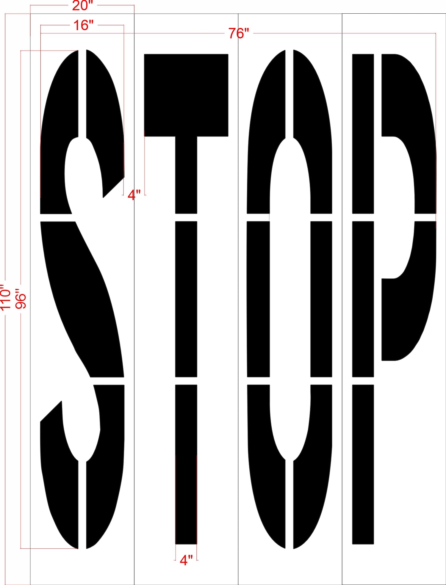 96" Texas DOT STOP Stencil - 1-800-Stencil