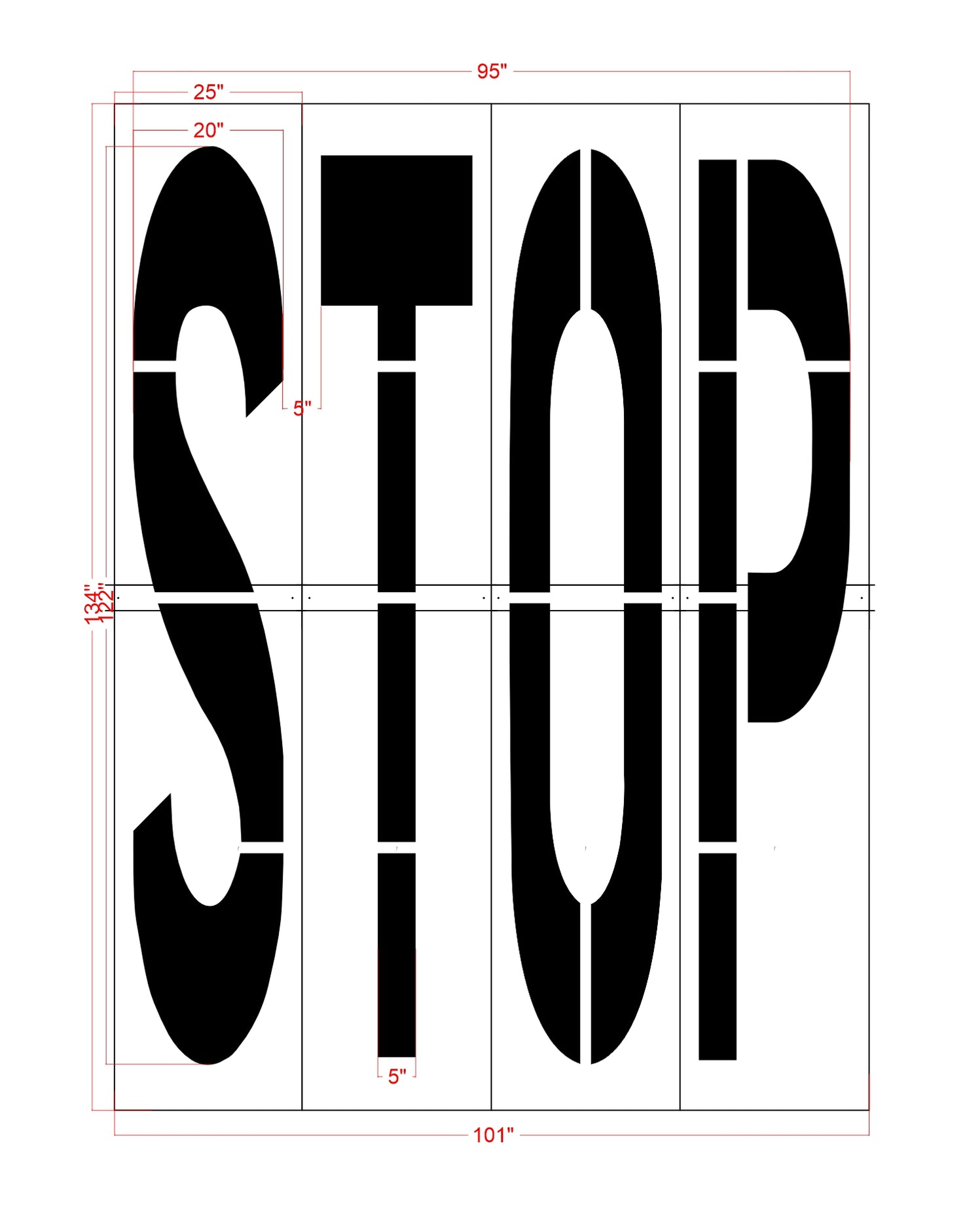 120" Texas DOT STOP Stencil - 1-800-Stencil