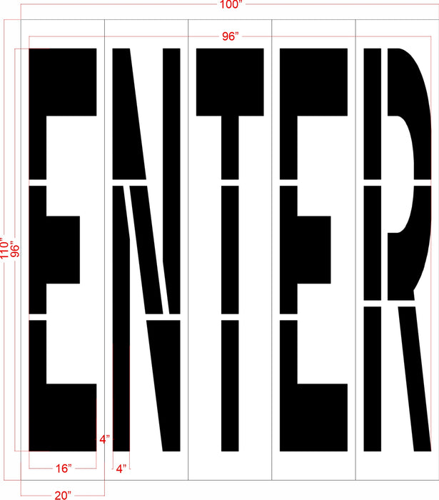 96" Texas DOT ENTER Stencil - 1-800-Stencil