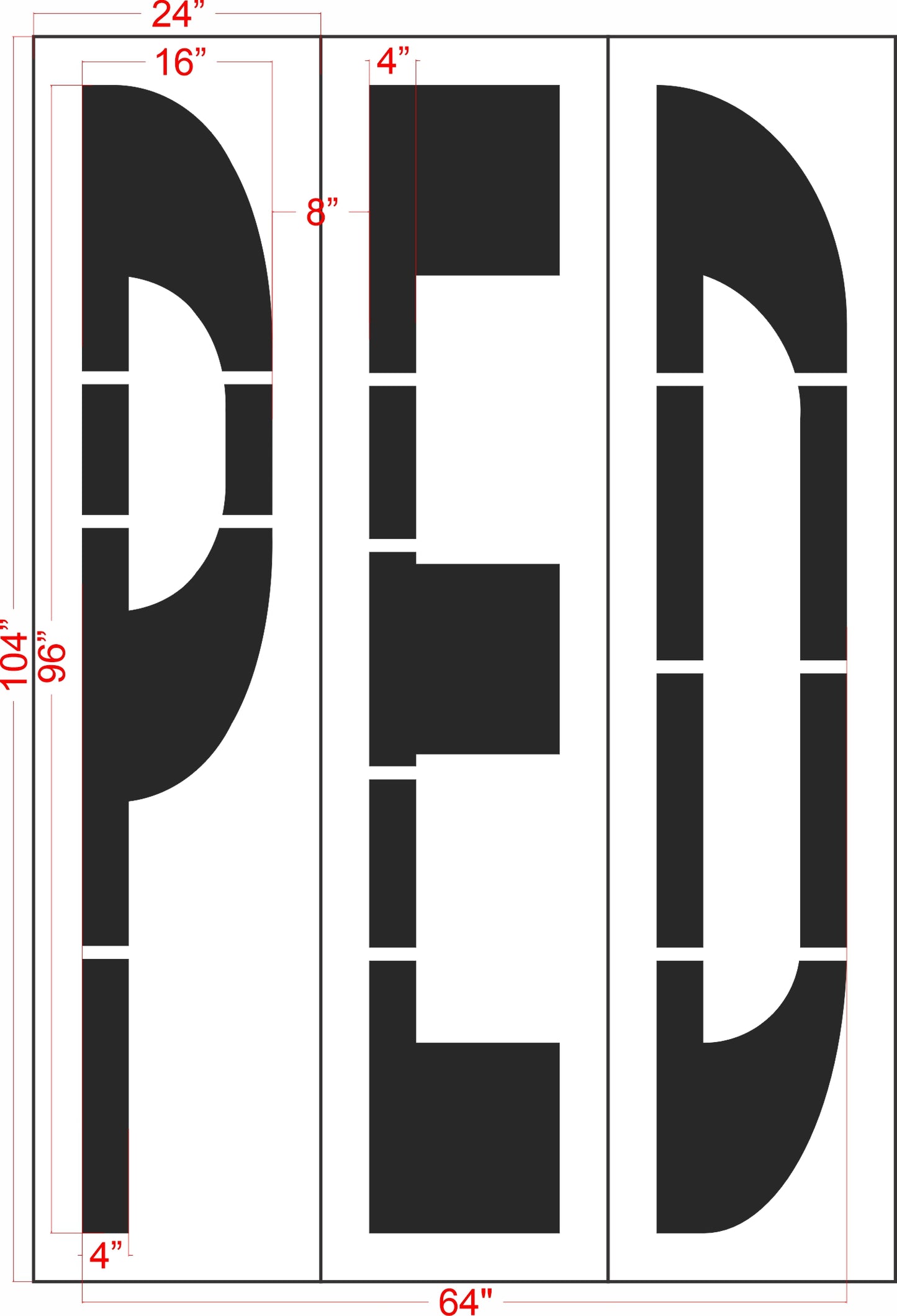 96" Virginia DOT PED Stencil