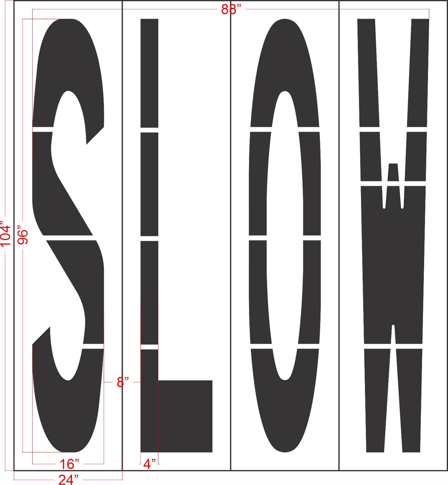 96" Virginia DOT SLOW Stencil - 1-800-Stencil