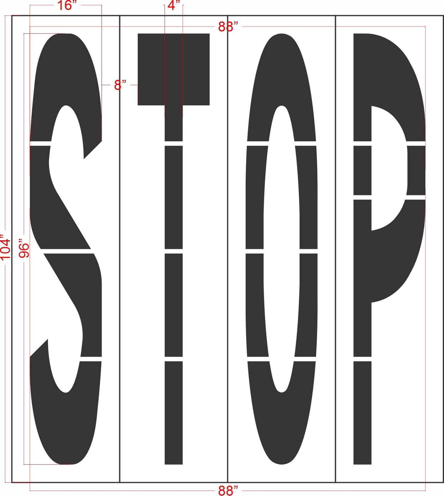 96" Virginia DOT STOP Stencil - 1-800-Stencil