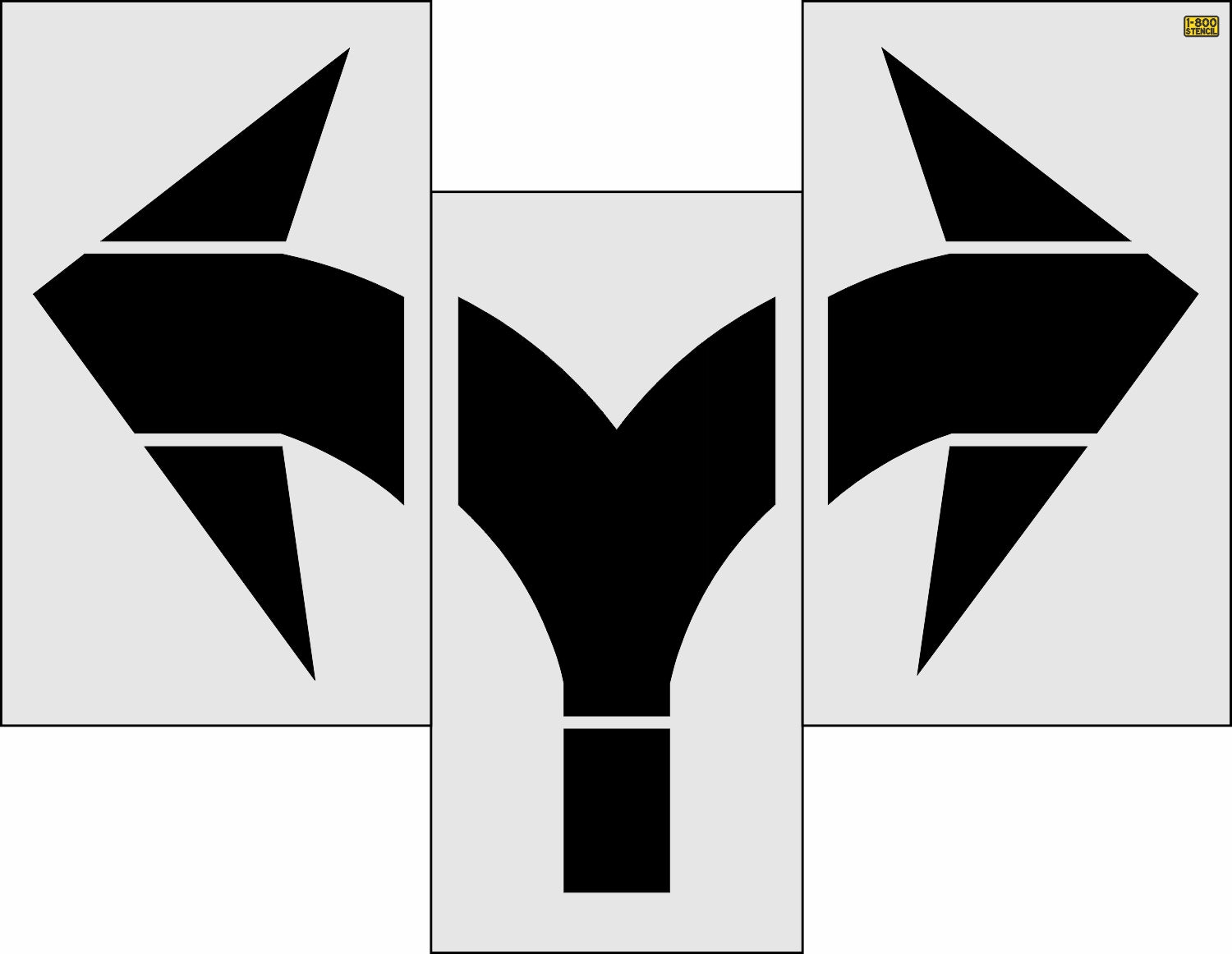 96" Virginia DOT Lane Split Arrow Stencil - 1-800-Stencil