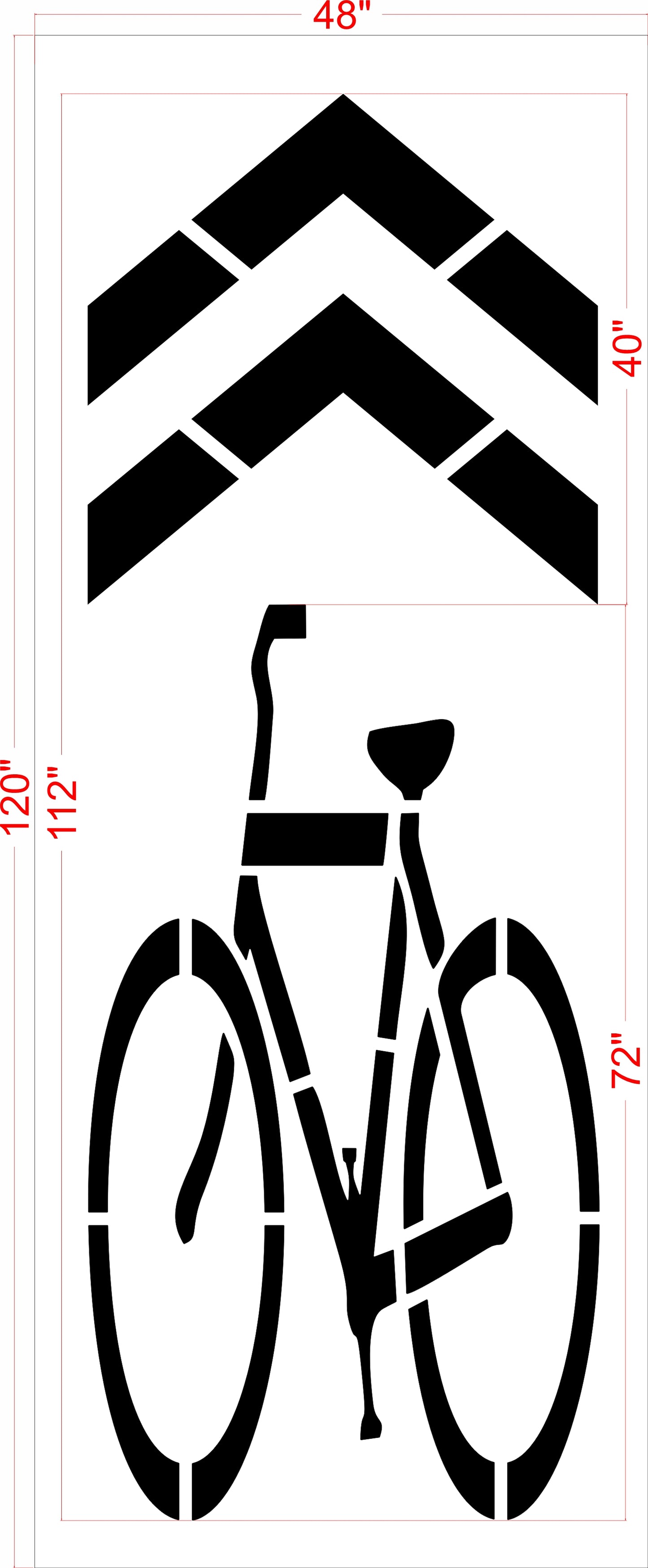 112" Virginia DOT Bike Lane Symbol w/ Chevron Stencil - 1-800-Stencil