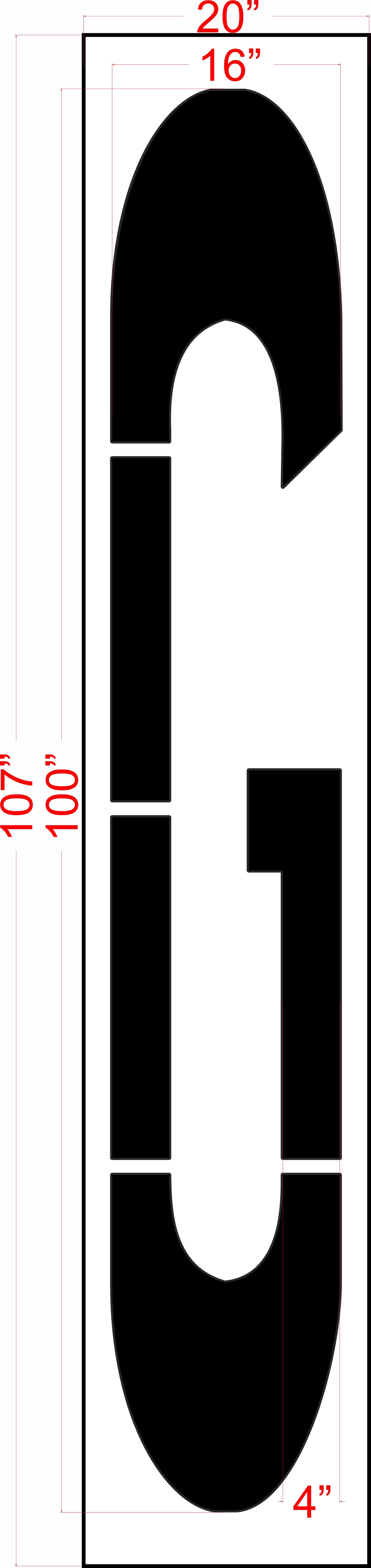 100" Vermont DOT Letter G Stencil - 1-800-Stencil