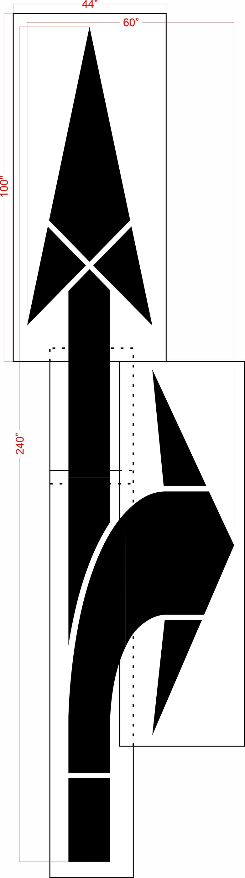 240" Washington DOT Elongated Combo Arrow Stencil - 1-800-Stencil