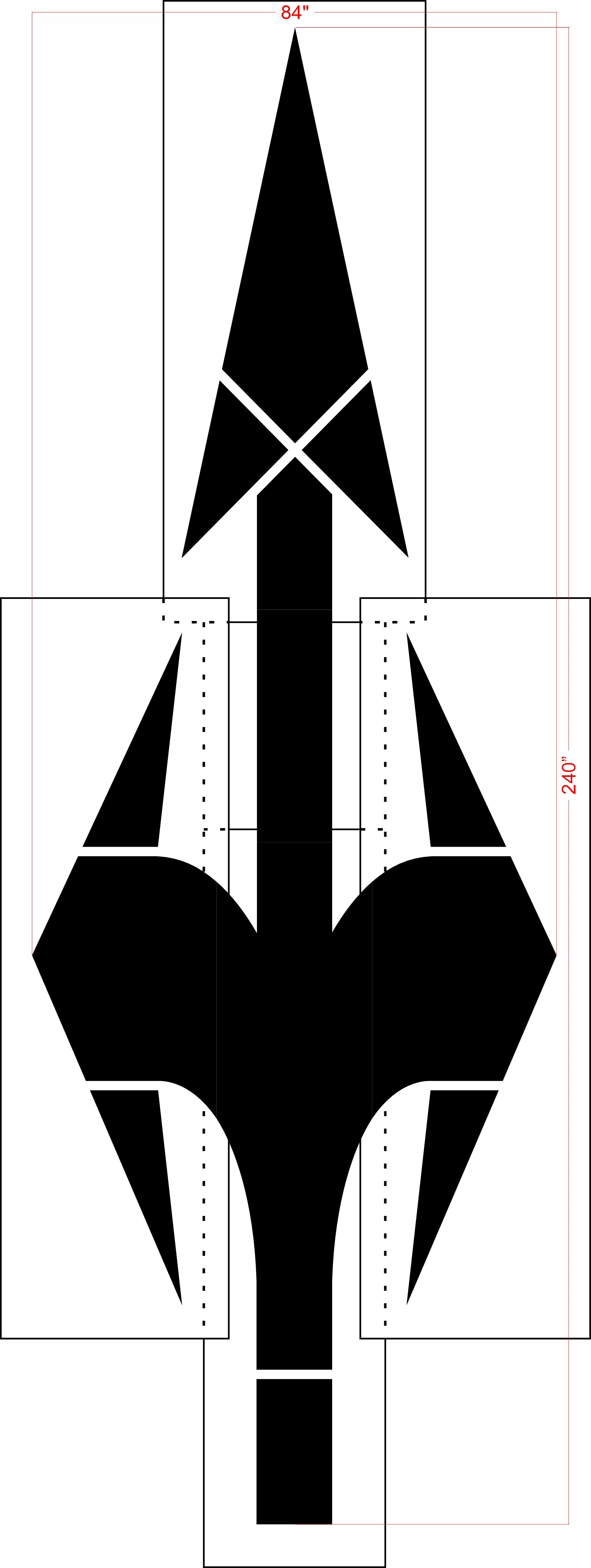 240" Washington DOT Elongated Three Way Arrow Stencil