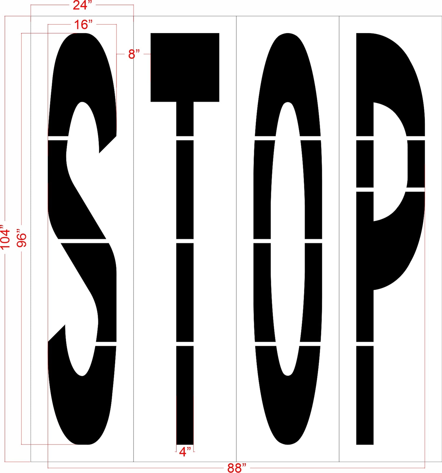 96" Washington DOT STOP Stencil — 1-800-Stencil