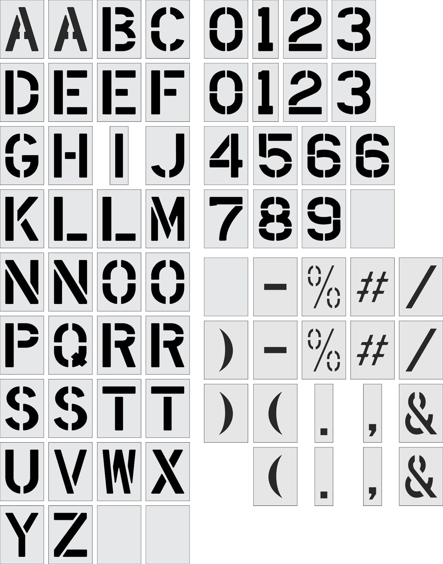 12" Alphabet and Number Mega Kit Stencil - 1-800-Stencil