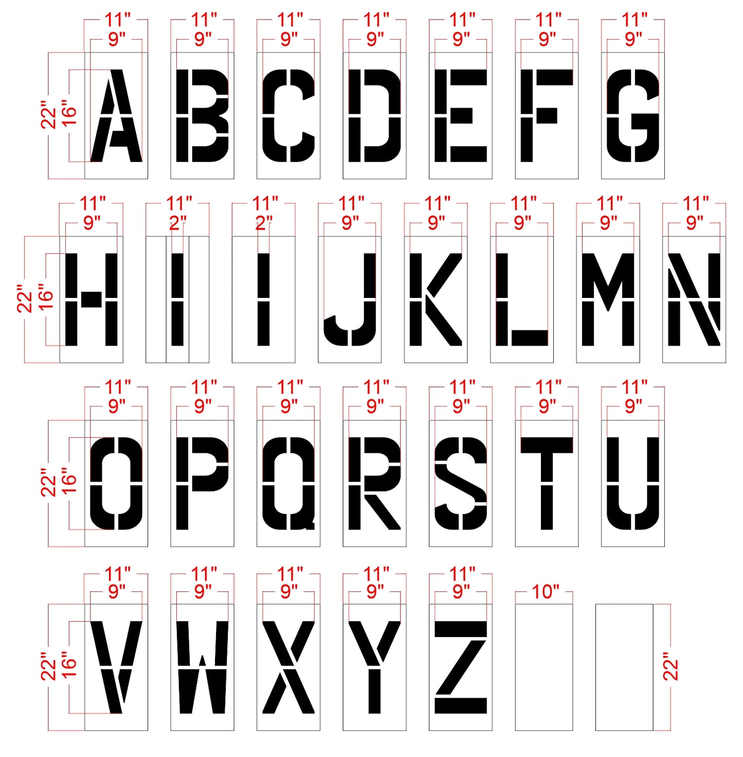 16" Alphabet Kit Stencil - 1-800-Stencil