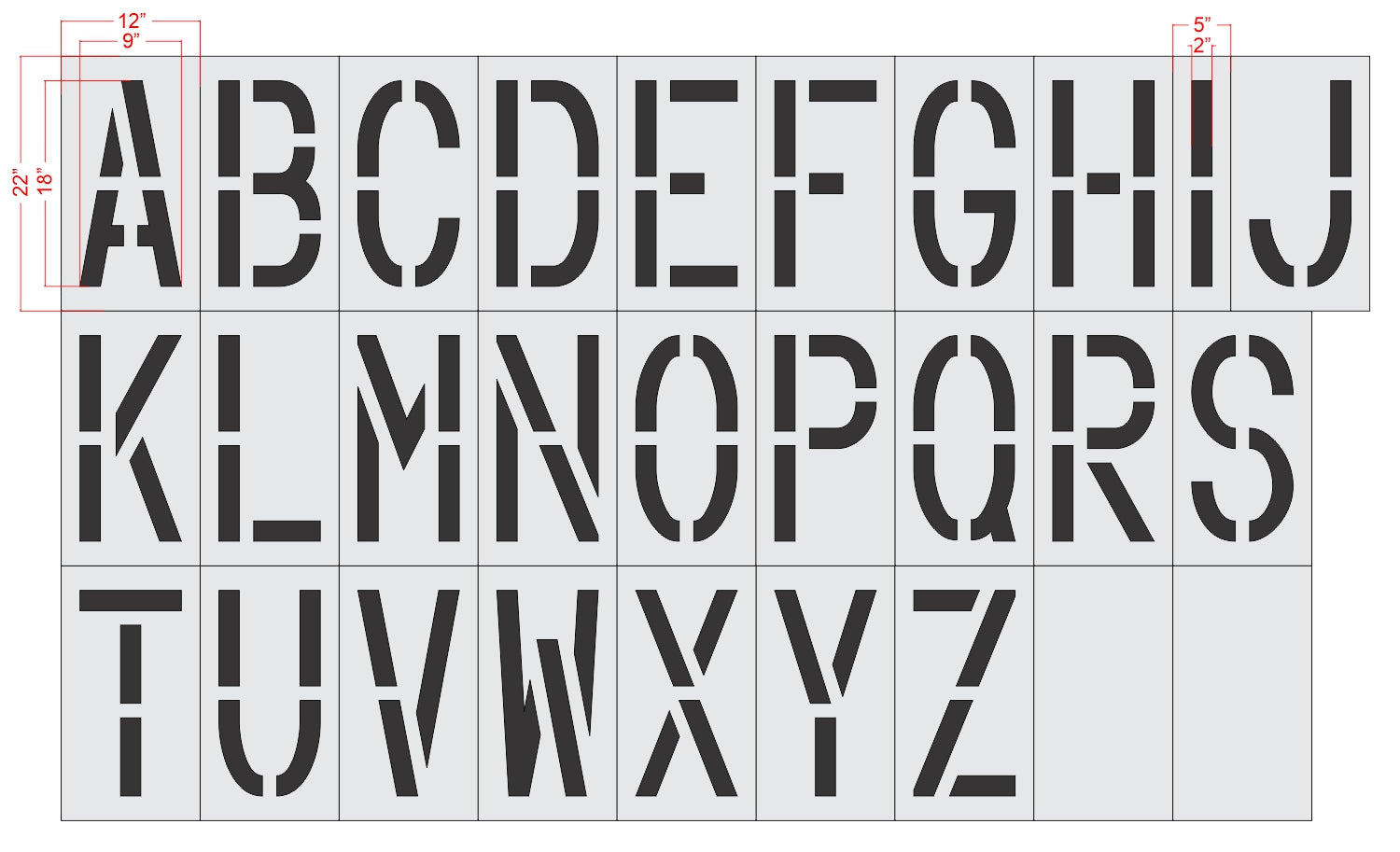 18" Alphabet Kit Stencil - 1-800-Stencil