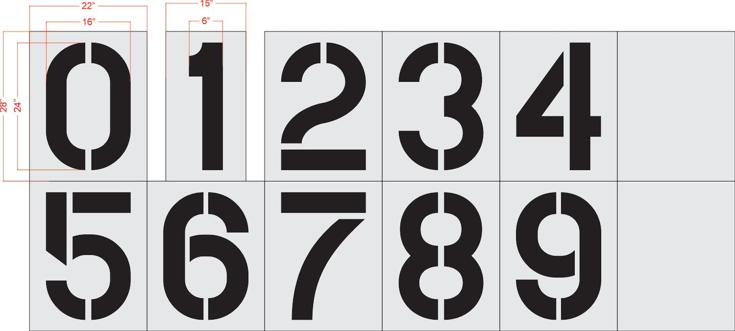 24" x 16" Number Kit Stencil - 1-800-Stencil