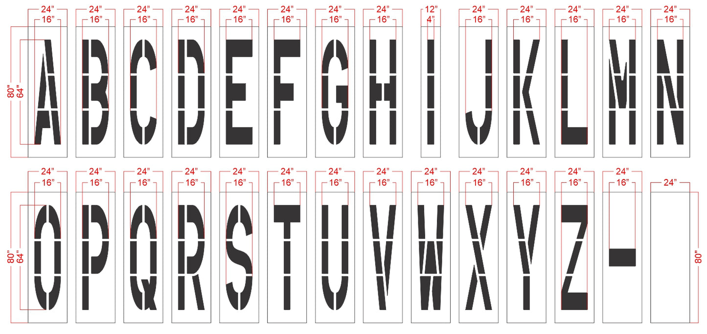 60" x 16" Alphabet Kit Stencil