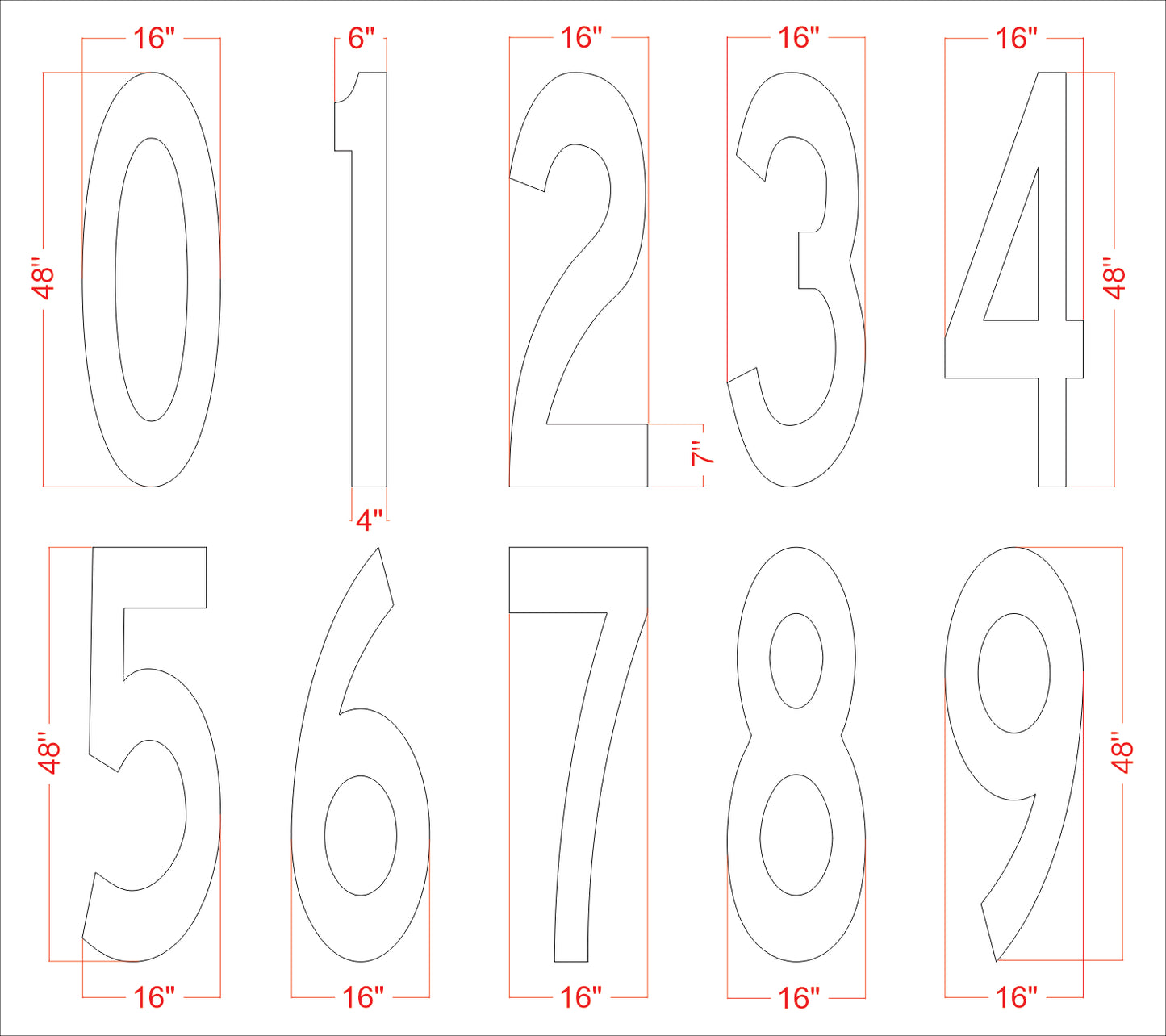 48" FAA Airport Number Stencil Cutout Kit - 1-800-Stencil