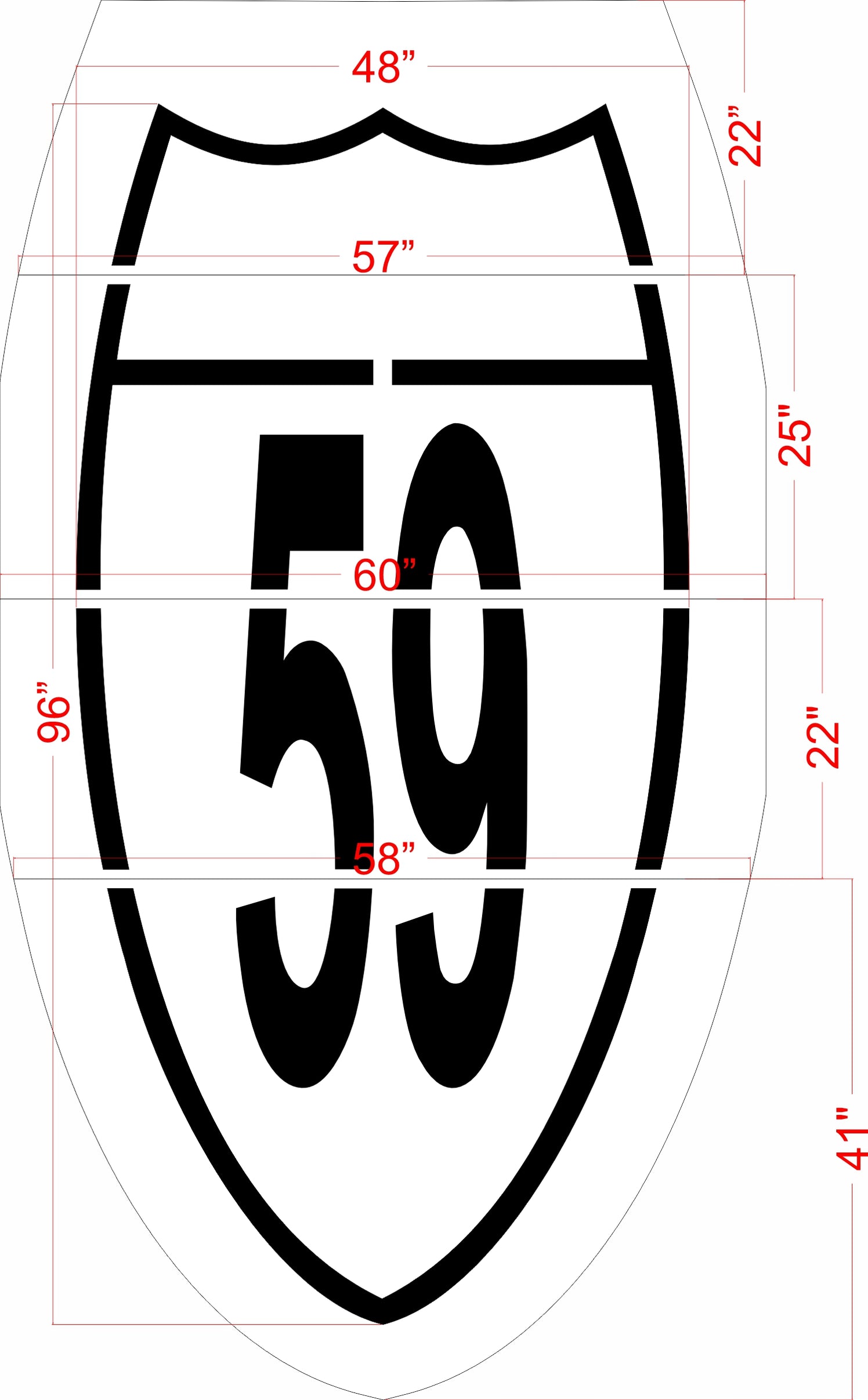 96" Louisiana DOT Interstate Shield Stencil - 1-800-Stencil