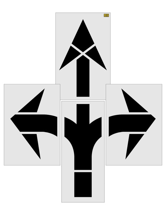 118" Chicago DOT Three Way Arrow Stencil - 1-800-Stencil