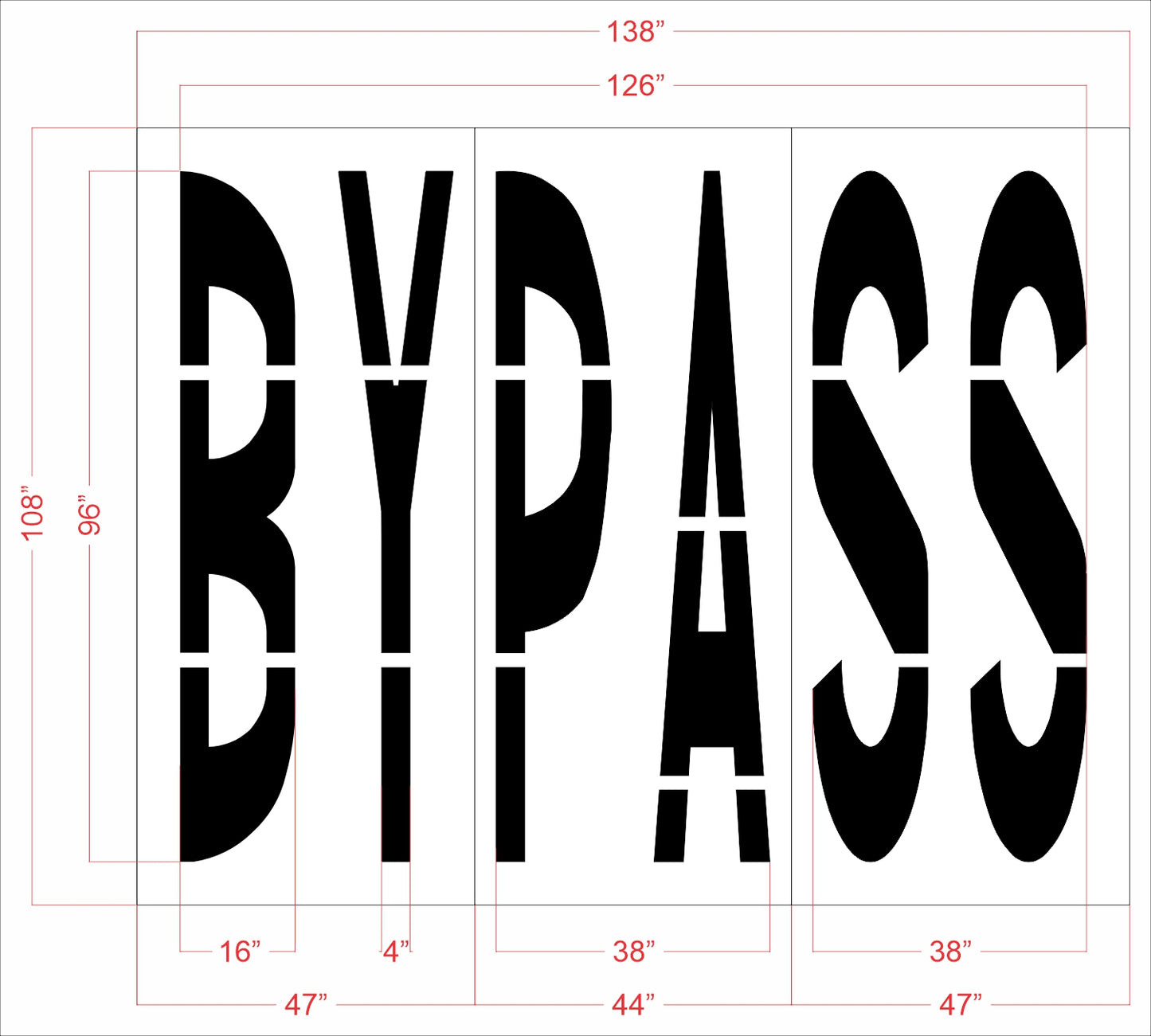 96" Florida BYPASS Stencil - 1-800-Stencil