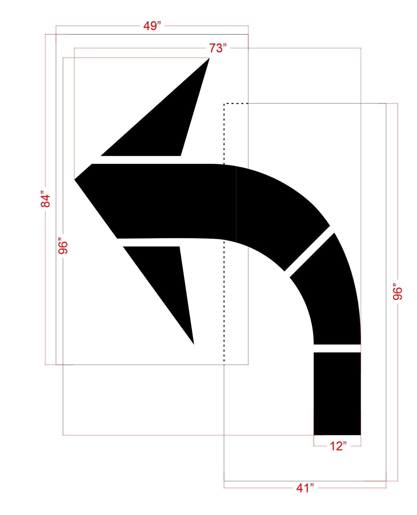 96" Indiana DOT Turn Arrow Stencil - 1-800-Stencil
