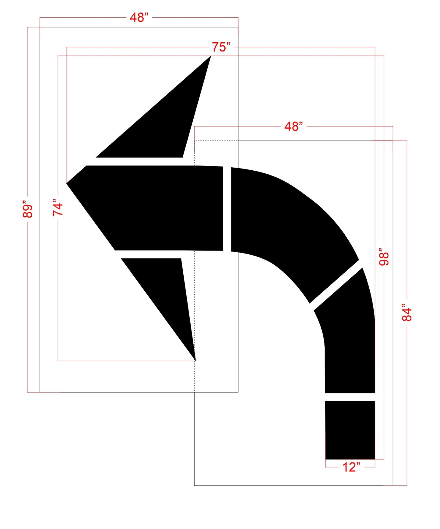 98" Colorado DOT Turn Arrow Stencil