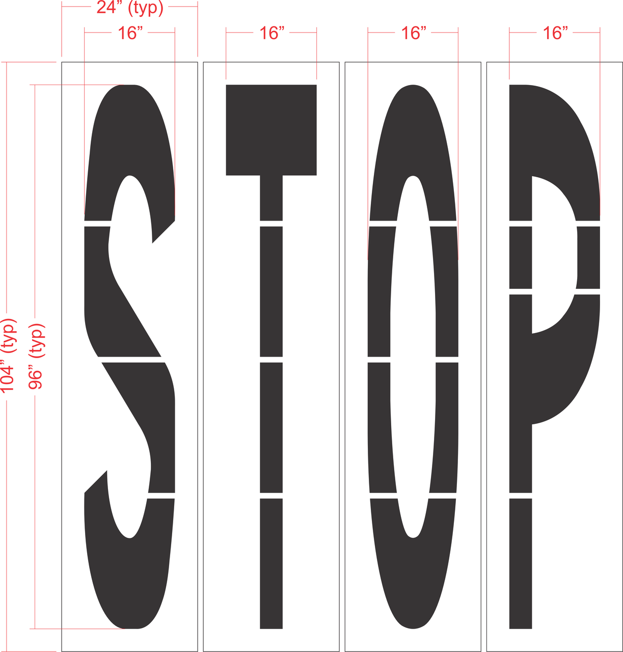 96" STOP Stencil - 1-800-Stencil