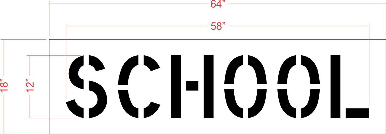 12" SCHOOL Stencil - 1-800-Stencil