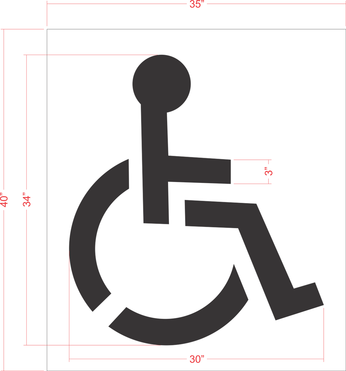 34" Handicap Stencil — 1-800-Stencil