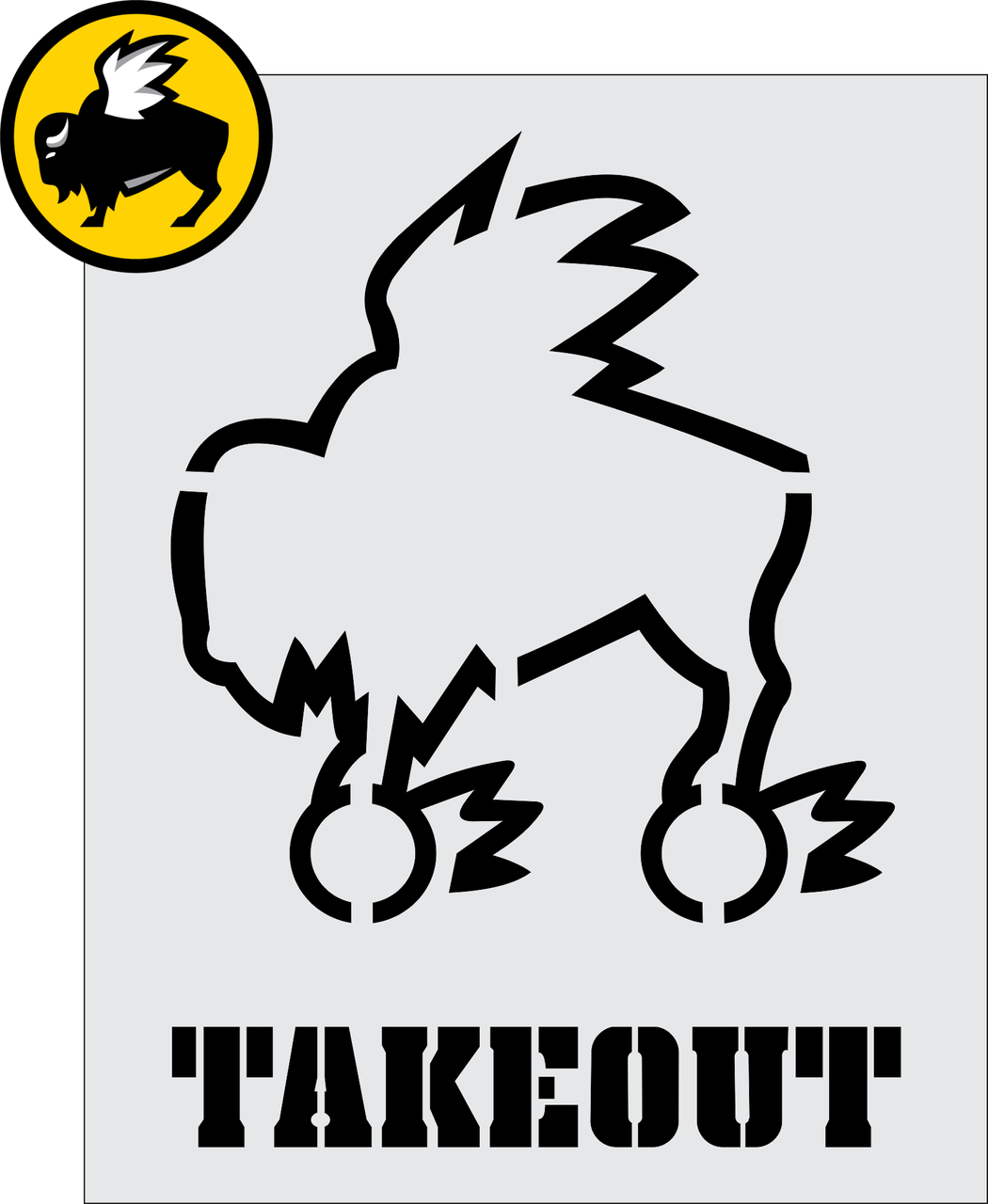 54" Buffalo Wild Wings TakeOut stencil - 1-800-Stencil