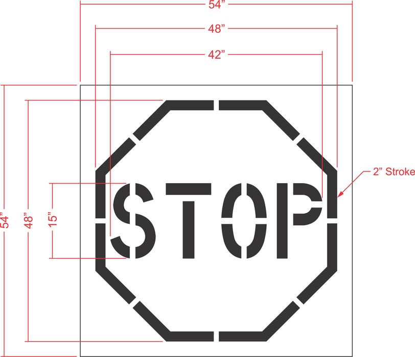 48" Stop Sign Stencil (one piece) - 1-800-Stencil