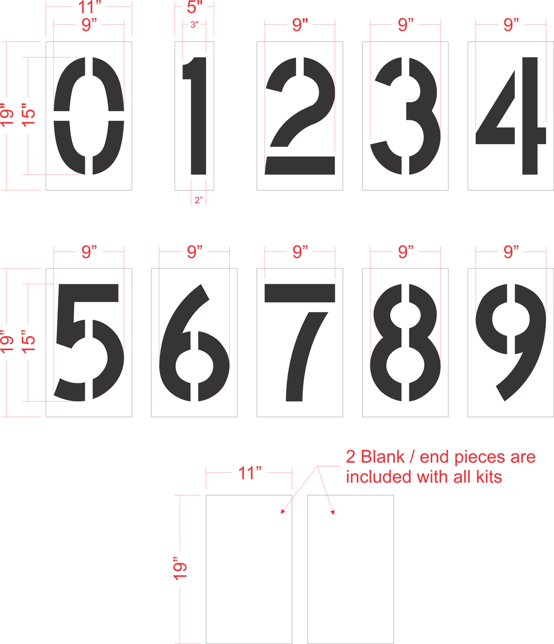 15" Number Kit Stencil - 1-800-Stencil
