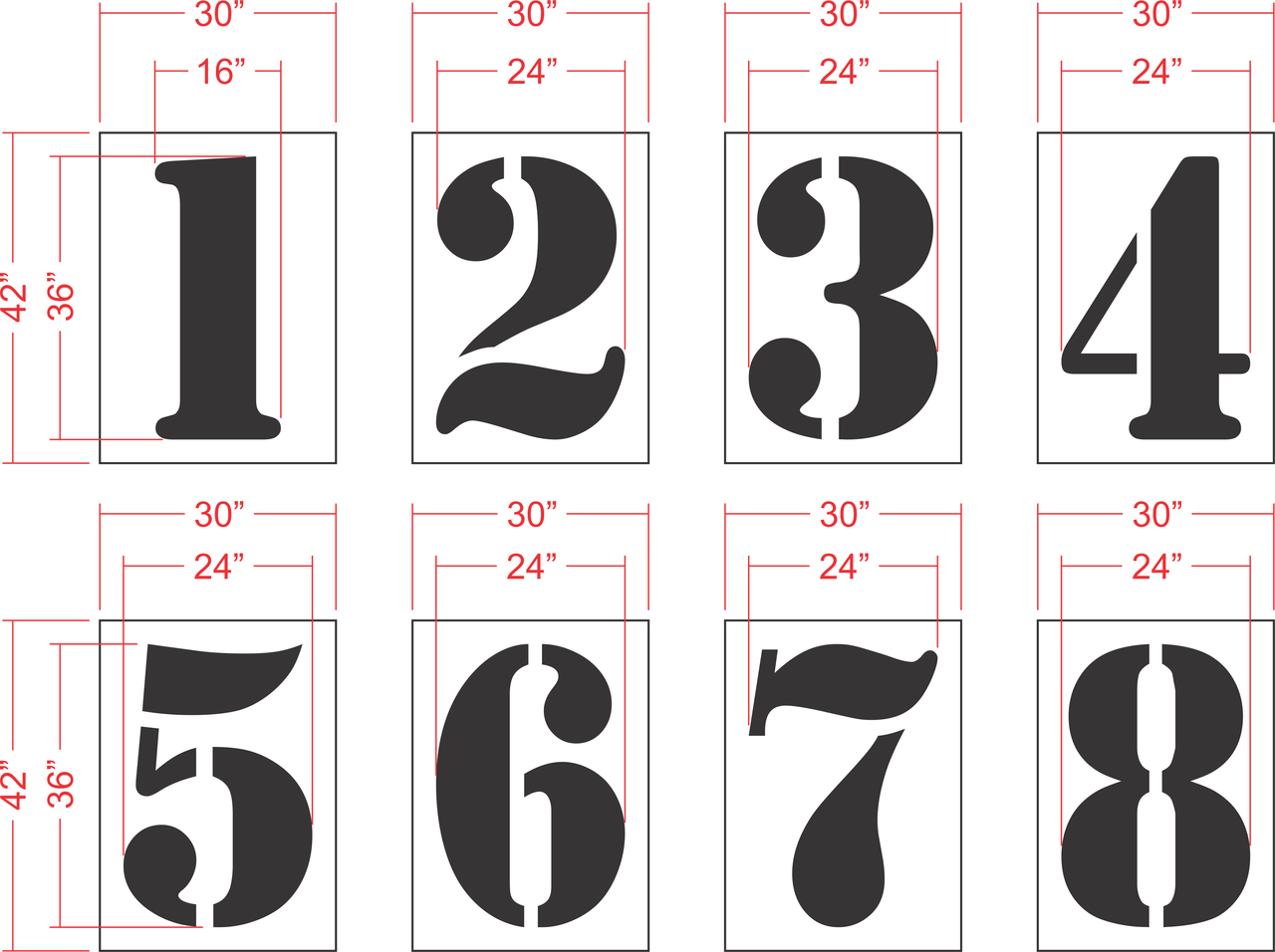 36" Running Track Number Stencil Kit - 1-800-Stencil