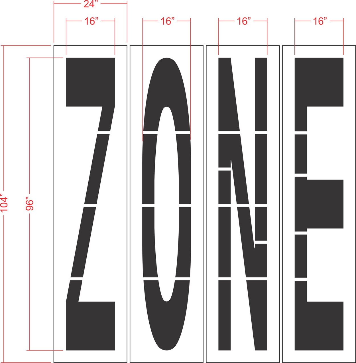 96" ZONE Stencil — 1-800-Stencil