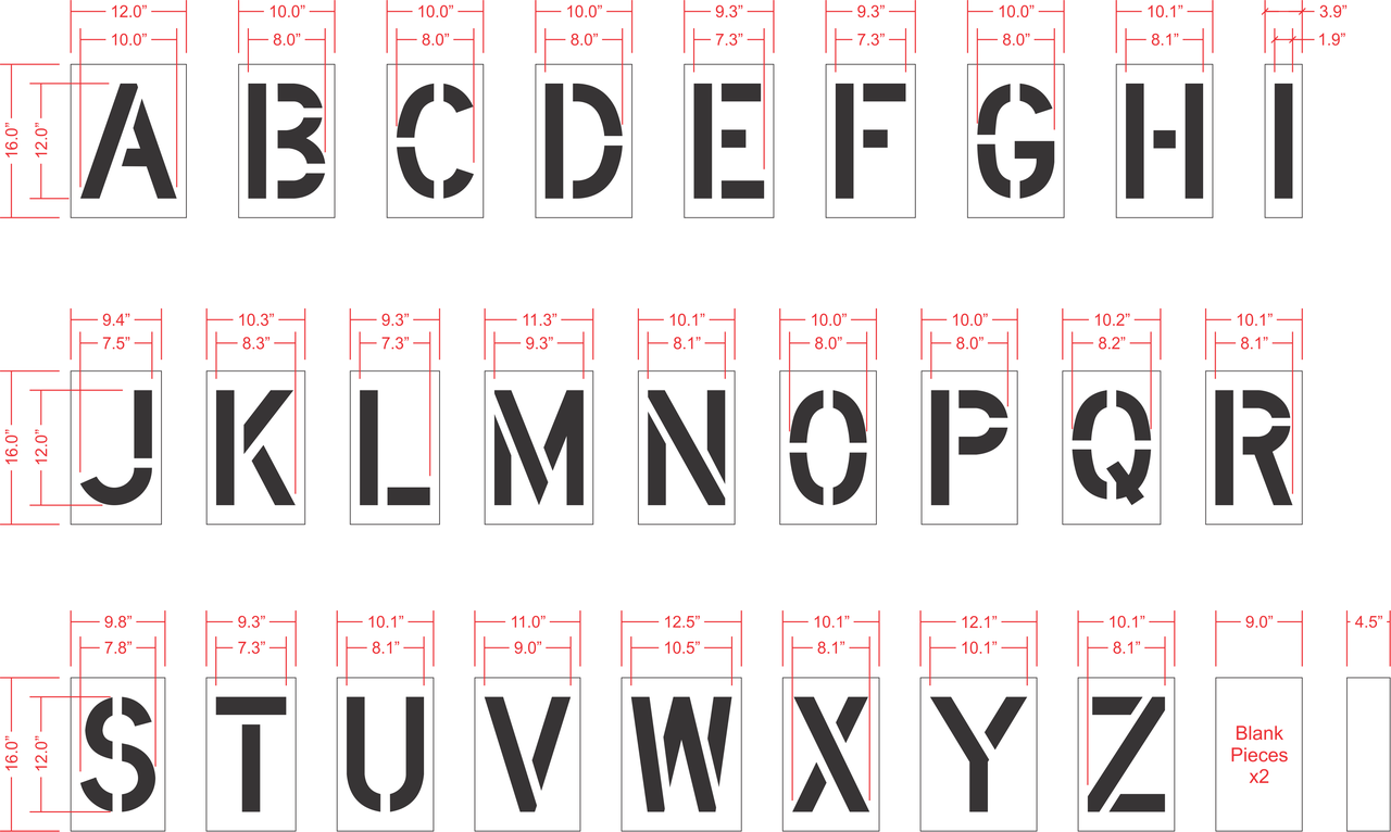 12" Alphabet Kit Stencil - 1-800-Stencil